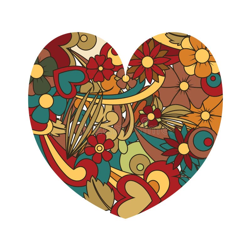 Shape of Heart Tangle Pattern. Stock Vector - Illustration of coloring ...