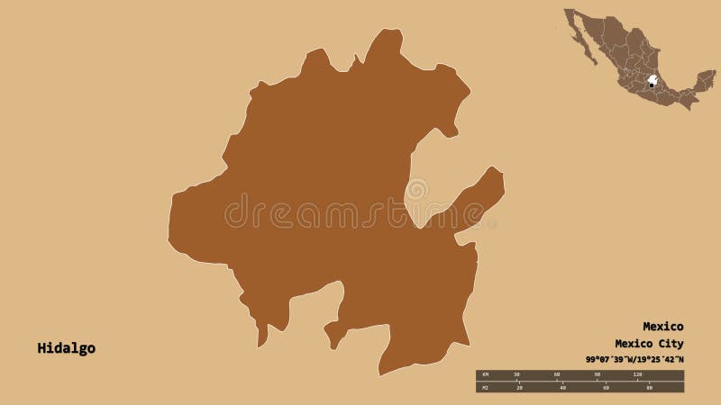Hidalgo, State of Mexico, Zoomed. Satellite Stock Illustration ...