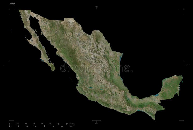 Mexico Shape on Black. High-res Satellite Stock Illustration ...