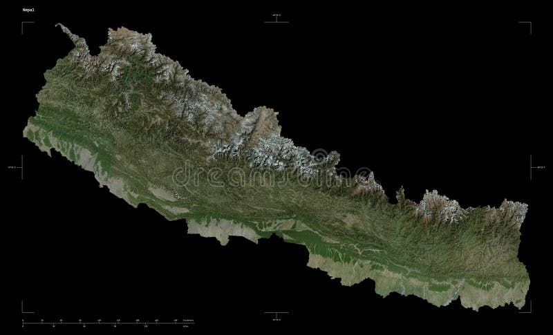 Nepal Shape on Black. High-res Satellite Stock Illustration ...