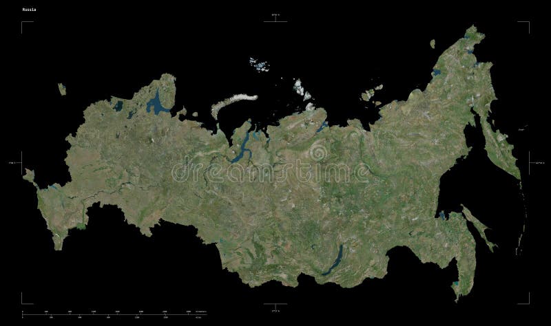 Russia Shape on Black. High-res Satellite Stock Illustration ...