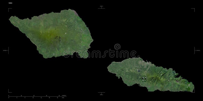 Samoa Shape on Black. High-res Satellite Stock Illustration ...