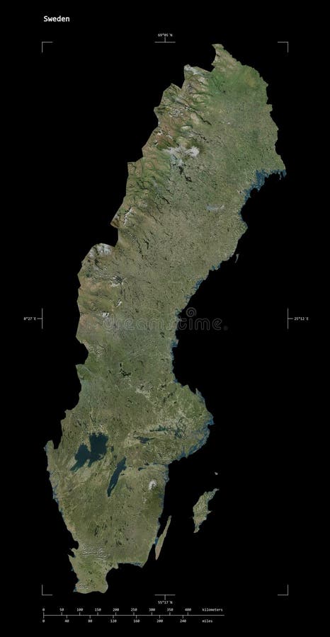 Sweden Shape on Black. High-res Satellite Stock Illustration ...