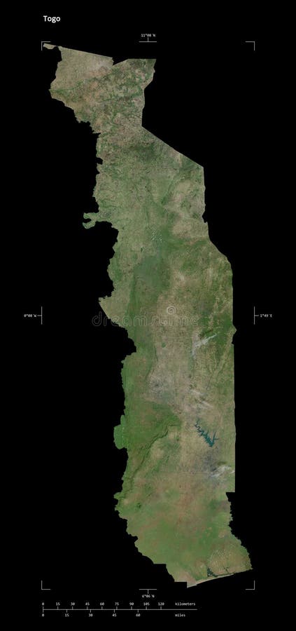 Togo Shape on Black. High-res Satellite Stock Illustration ...