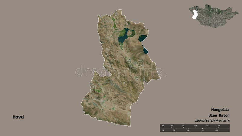 Hovd, Province of Mongolia, Zoomed. Bilevel Stock Illustration ...