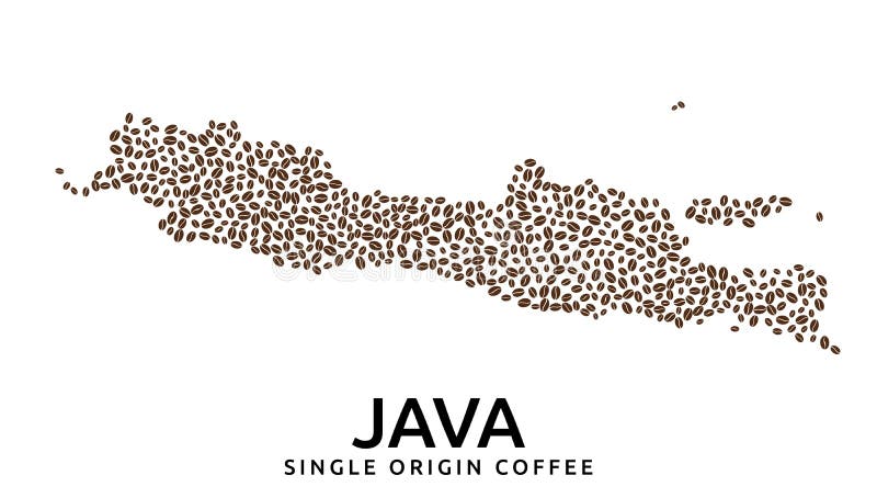 Shape of Java Island Map Made of Scattered Coffee Beans, Name Below ...