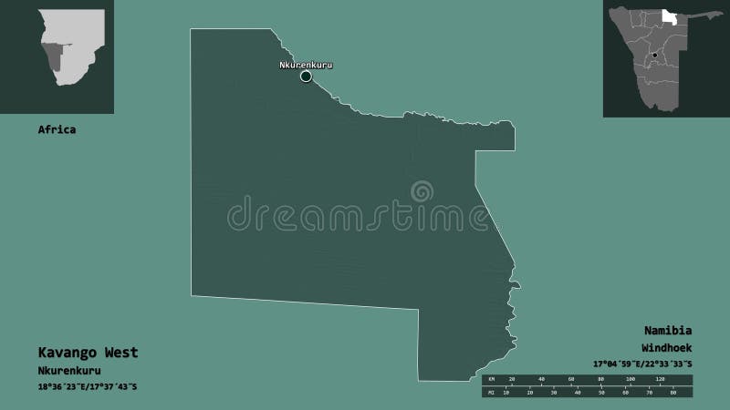 Kavango West - Namibia. Bounding Box. Administrative Stock Illustration ...