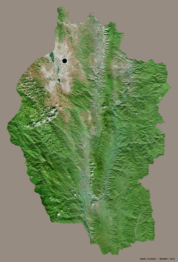 Kayah, State of Myanmar, Zoomed. Satellite Stock Illustration ...