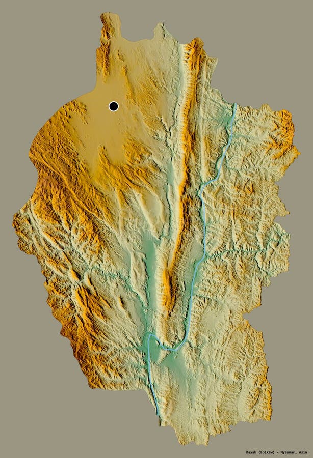 Kayah, State of Myanmar, on Solid. Relief Stock Illustration ...