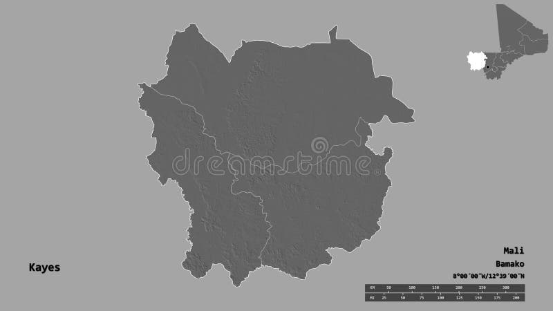 Kayes, Region of Mali, Zoomed. Bilevel Stock Illustration ...