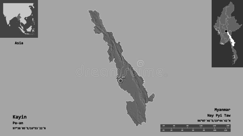 Kayin, State of Myanmar,. Previews. Bilevel Stock Illustration ...