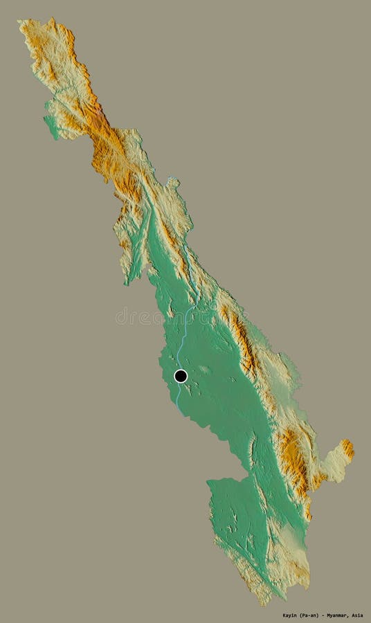 Mon State Map of Myanmar in Front of a White Background Stock ...