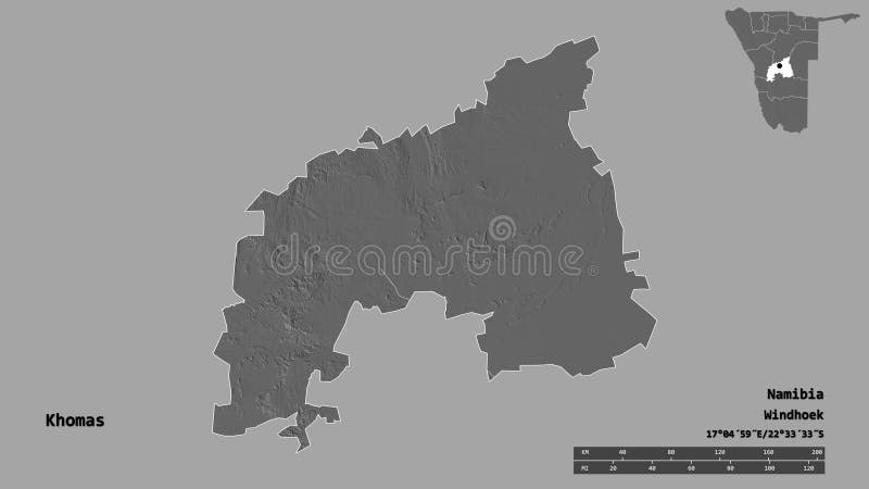 Khomas, Region of Namibia, Zoomed. Bilevel Stock Illustration ...
