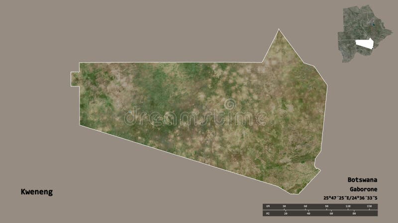 Kweneng, District of Botswana, Zoomed. Satellite Stock Illustration ...