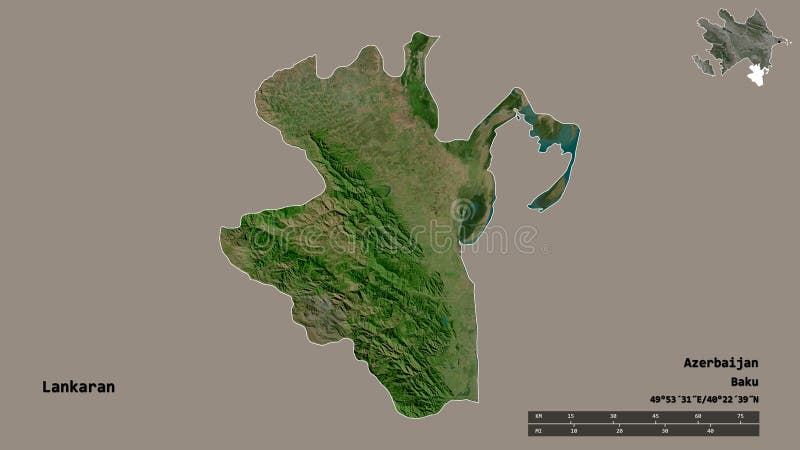 Lankaran, Region of Azerbaijan, Zoomed. Satellite Stock Illustration ...