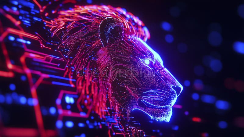 The Shape of a Lion Head Combines with a Colourful Electronic Board ...