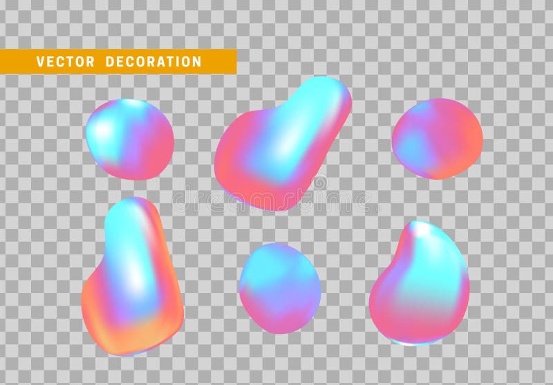Shape Liquid Drops with Colorful Gradient. Abstract 3d Fluid Objects ...