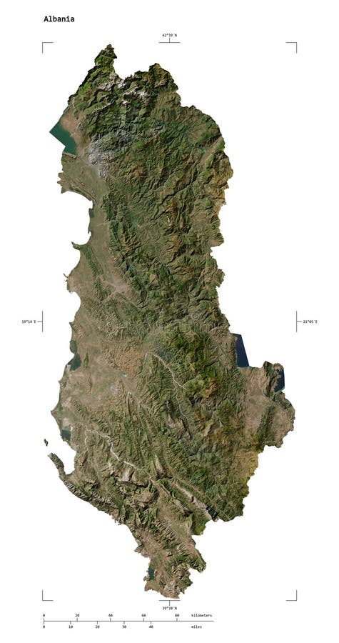 Albania Shape on White. Low-res Satellite Stock Illustration ...
