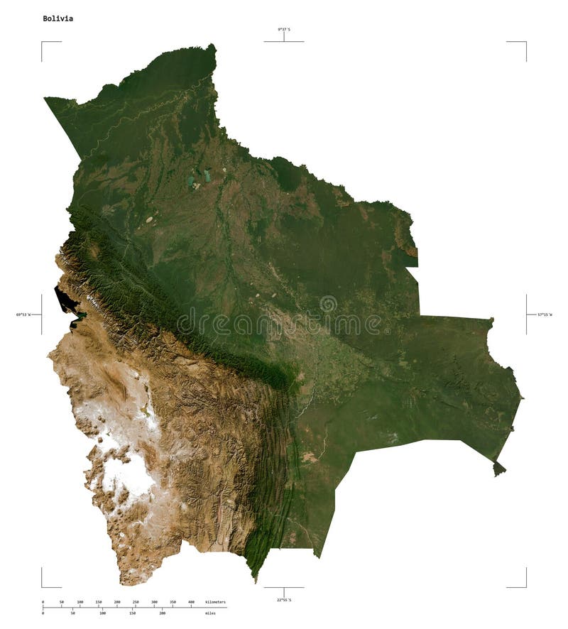 Bolivia Shape on White. Low-res Satellite Stock Illustration ...