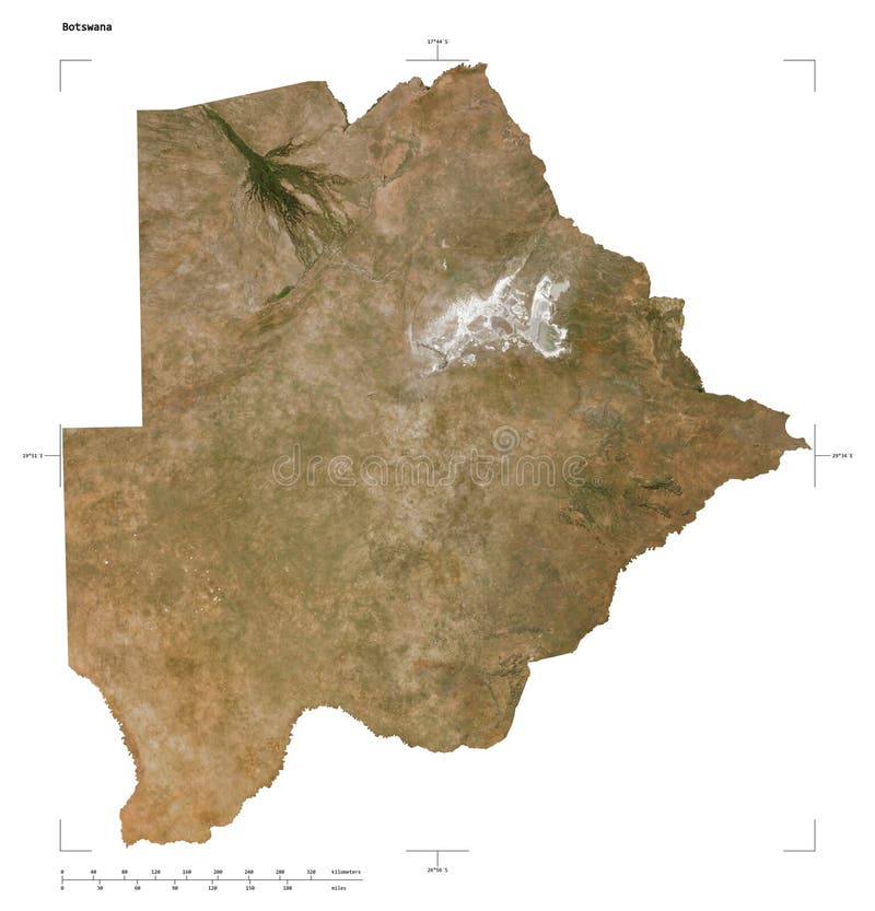 Botswana Shape on White. Low-res Satellite Stock Illustration ...