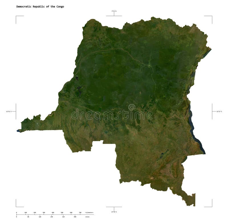 Democratic Republic of the Congo Shape on White. Low-res Satelli Stock ...