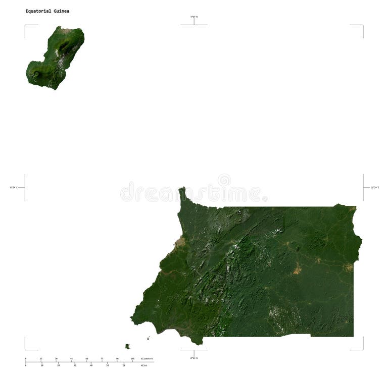 Equatorial Guinea Shape on White. Low-res Satellite Stock Illustration ...