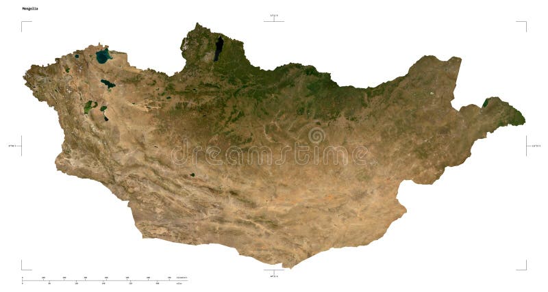 Mongolia Shape on White. Low-res Satellite Stock Illustration ...