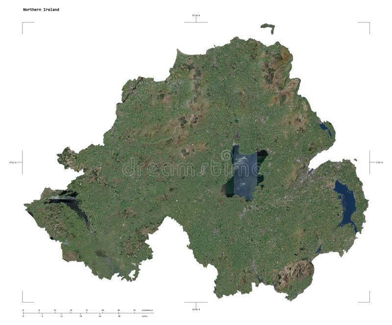 Northern Ireland Shape on White. Low-res Satellite Stock Illustration ...
