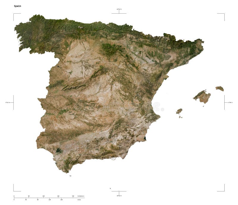 Spain Shape on White. Low-res Satellite Stock Illustration ...