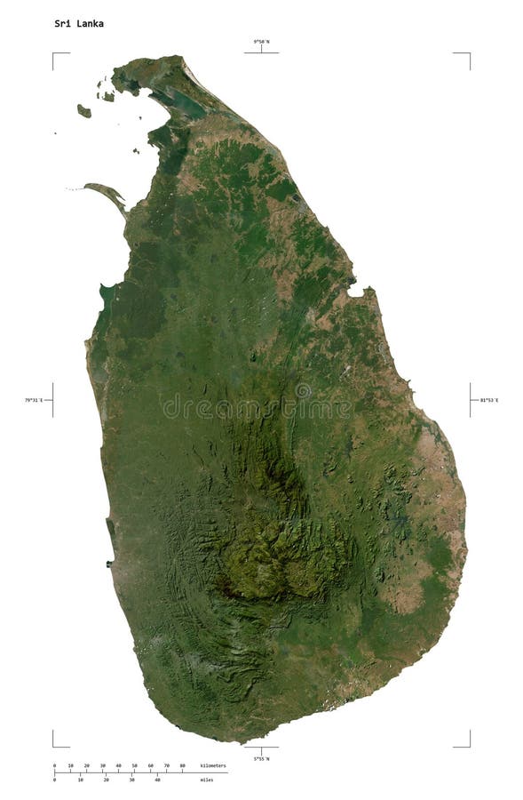 Sri Lanka Shape on White. Low-res Satellite Stock Illustration ...