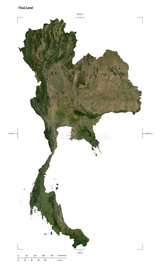 Thailand Shape on White. Low-res Satellite Stock Illustration ...