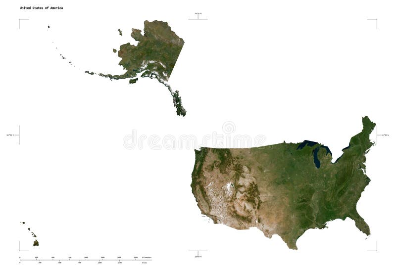United States of America Shape on White. Low-res Satellite Stock ...