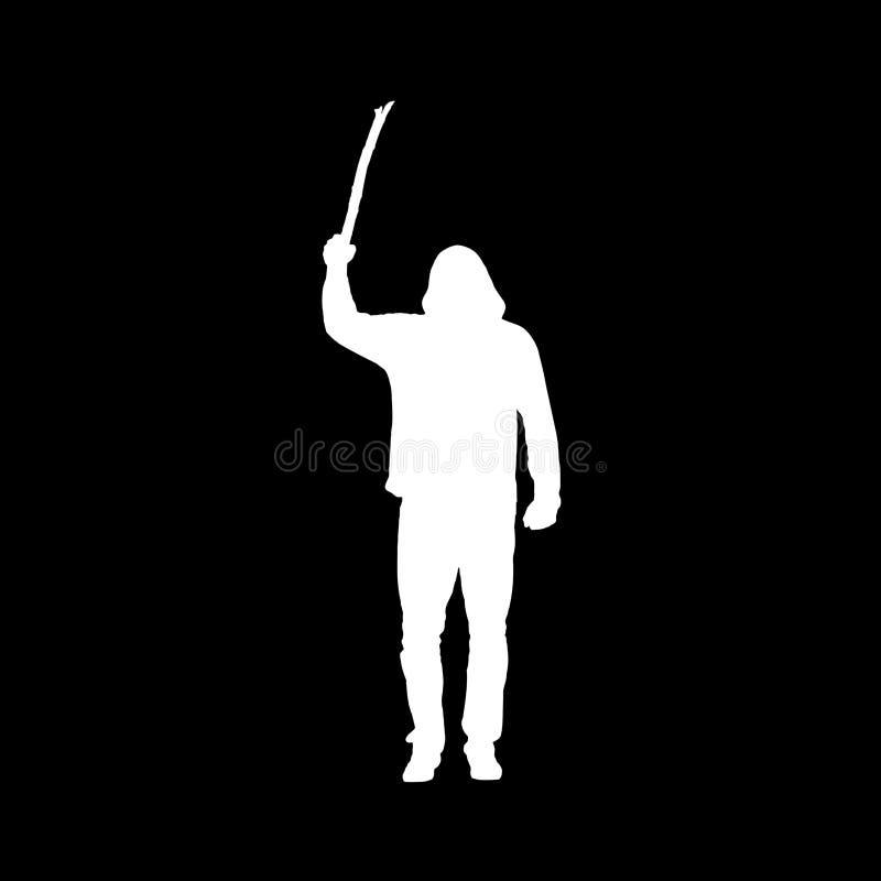 Shape of Man with Stick in Hands. Protesting Against Unfair Politics ...