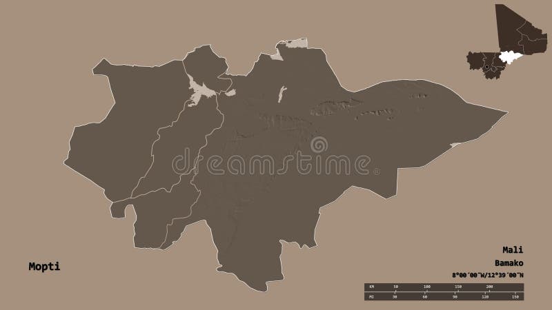 Mopti, Region of Mali, Zoomed. Administrative Stock Illustration ...