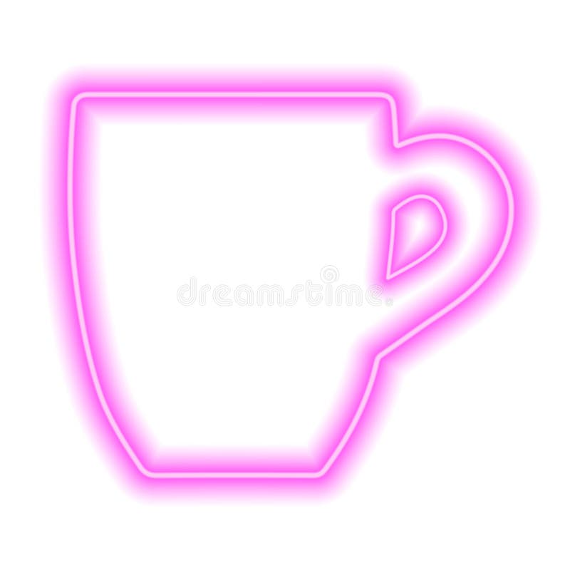 The Shape of the Mug, the Neon Pink Contour Isolated on White Stock ...