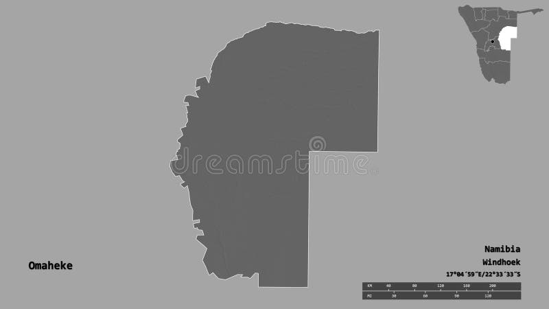 Omaheke, Region of Namibia, Zoomed. Bilevel Stock Illustration ...