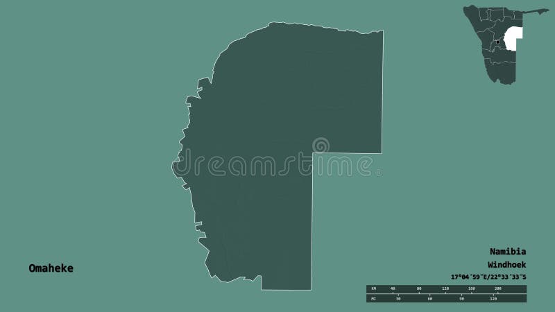 Omaheke, Region of Namibia, Zoomed. Administrative Stock Illustration ...