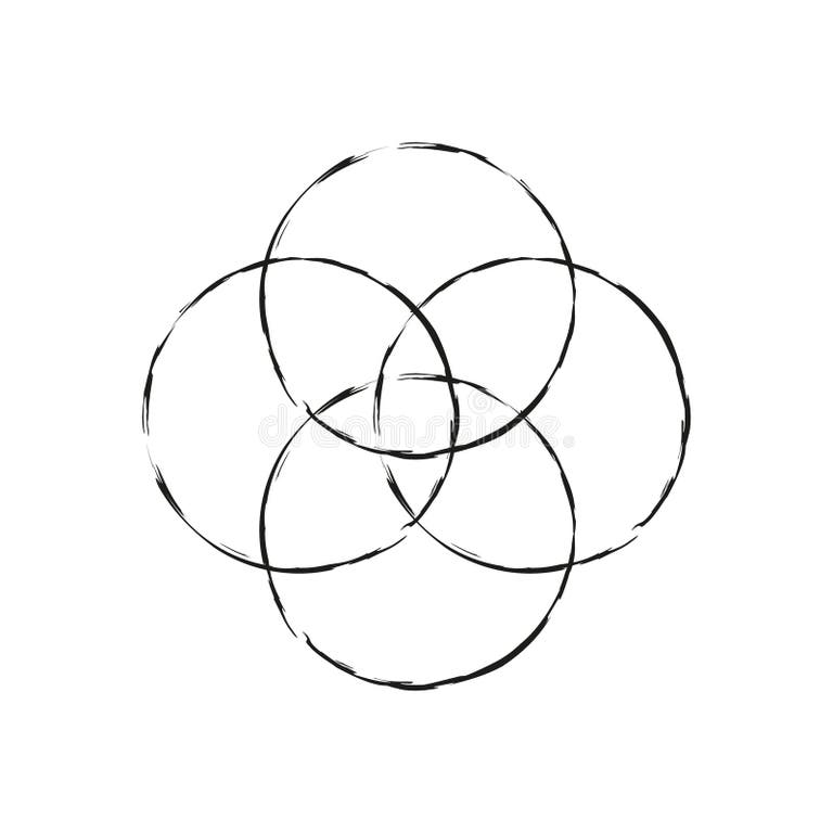 Shape with Overlapping Circles. Geometric Intersecting Circles. Vector ...