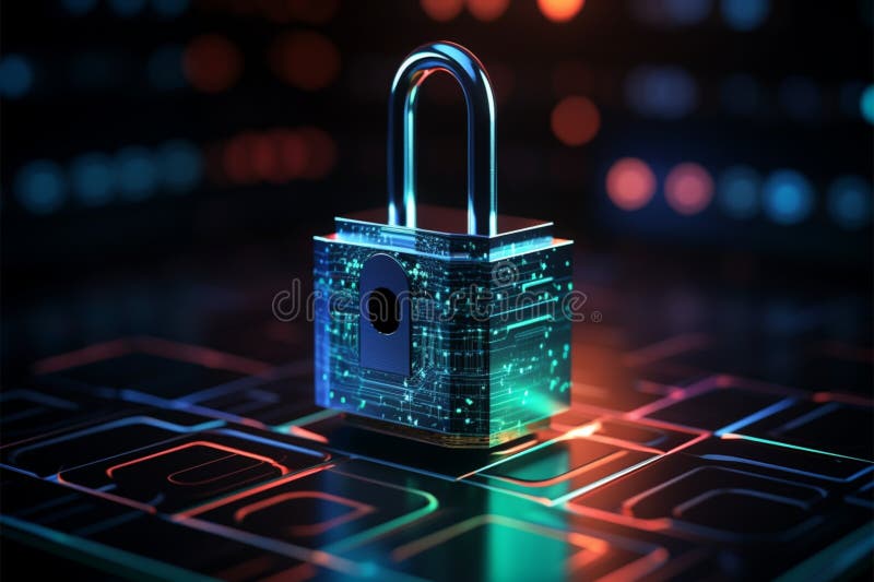 The Shape of a Padlock Signifies the Concept of Cyber Security Stock ...