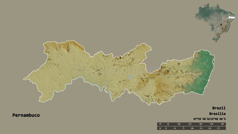 Pernambuco, State of Brazil, Zoomed. Relief Stock Illustration ...