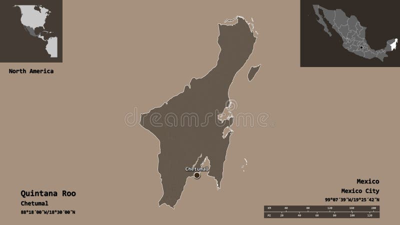 Quintana Roo, Administrative and Political Vector Map, Mexico Stock ...