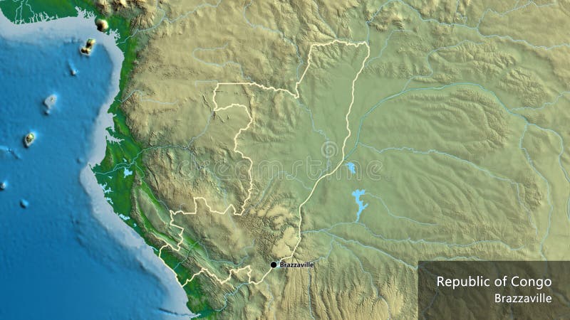 Republic of the Congo Outlined. High-res Satellite Stock Illustration ...