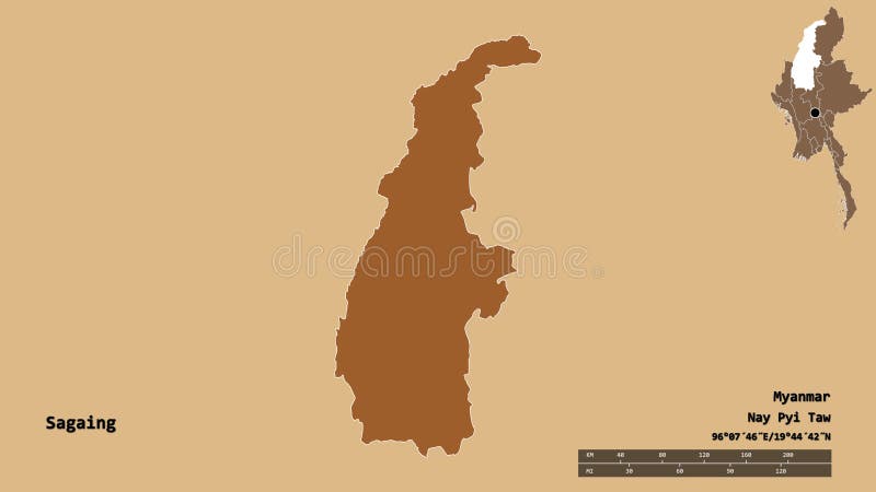 Sagaing, Division of Myanmar, Zoomed. Pattern Stock Illustration ...