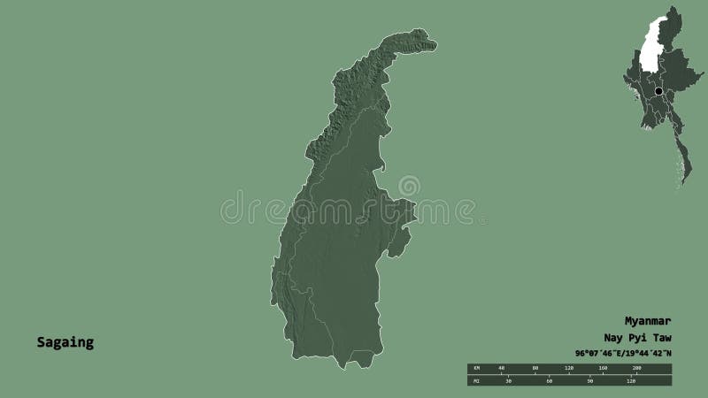 Sagaing, Division of Myanmar, Zoomed. Administrative Stock Illustration ...