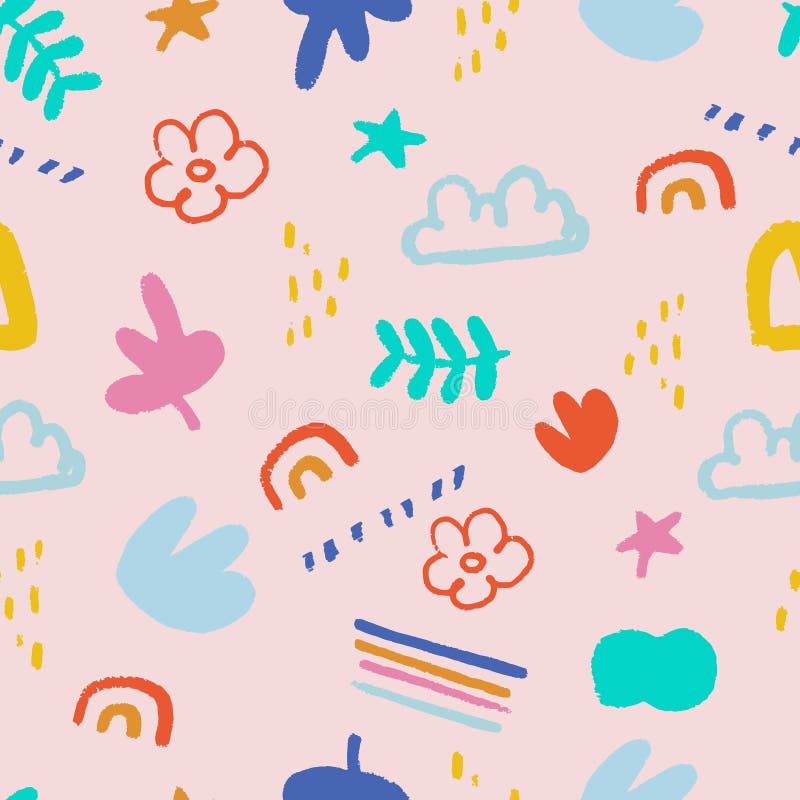 Shape Seamless Pattern with Colorful.illustration Vector for Square Kid ...