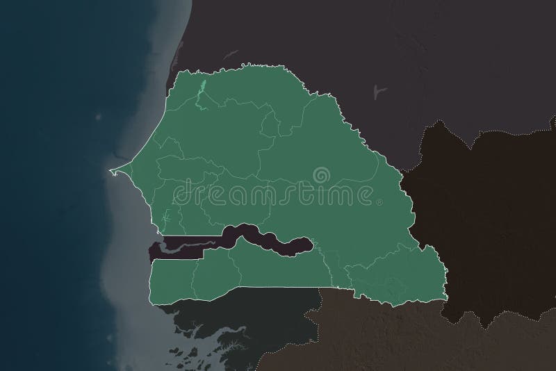 Senegal Borders. Neighbourhood Desaturated. Bilevel Stock Illustration ...