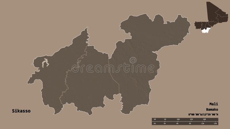 Sikasso, Region of Mali, Zoomed. Administrative Stock Illustration ...