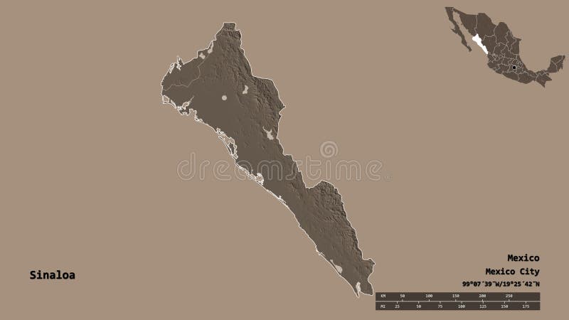 Sinaloa, State of Mexico, Zoomed. Administrative Stock Illustration ...