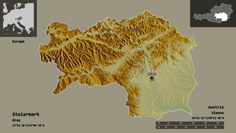 Steiermark, State of Austria,. Previews. Relief Stock Illustration ...