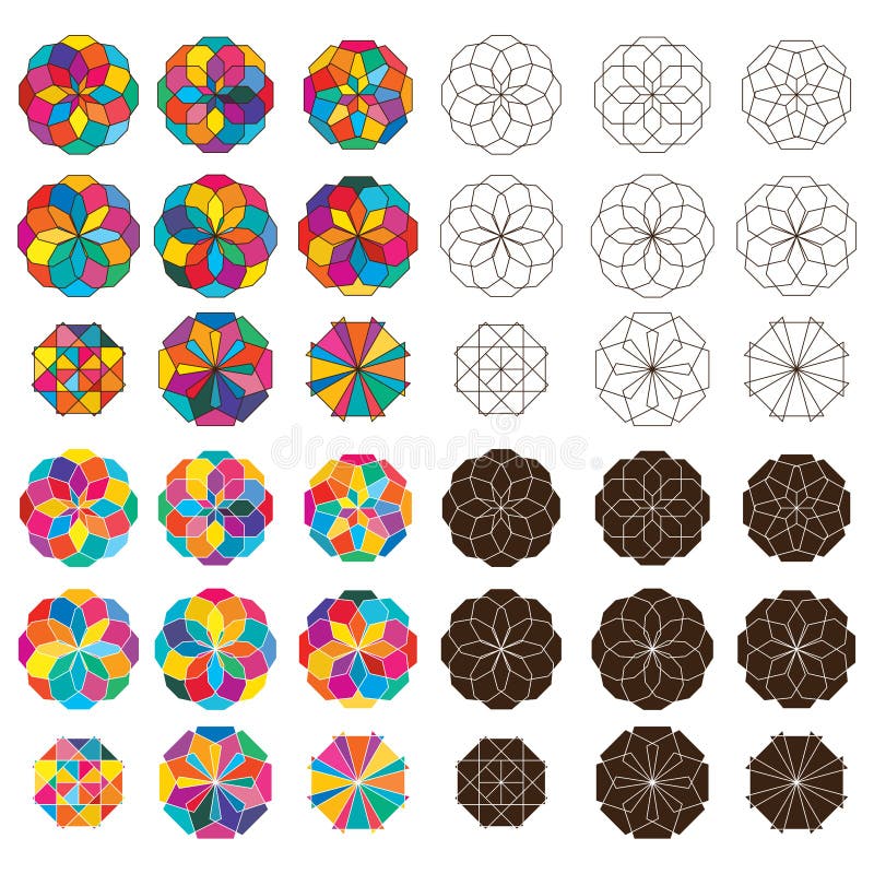 Shape Style Ray Symmetry Set Stock Vector - Illustration of circle ...